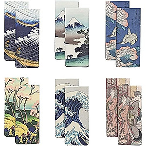 Hokusai Magnetic Bookmarks in 6 Designs (0.8 x 2 Inches, 12-Pack)