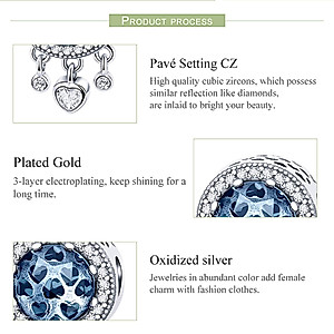 Birthstone Charm Fit Pandora Charms Bracelet and Necklace Gifts for Women Sparkling Birthstones Zircon Paved