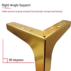M MIMHOOY 4 Inch Furniture Legs, Set of 4 Metal Furniture Legs Modern Triangle Feet Luxury Gold for Sofa Cabinet Cupboard Couch Chair Ottoman