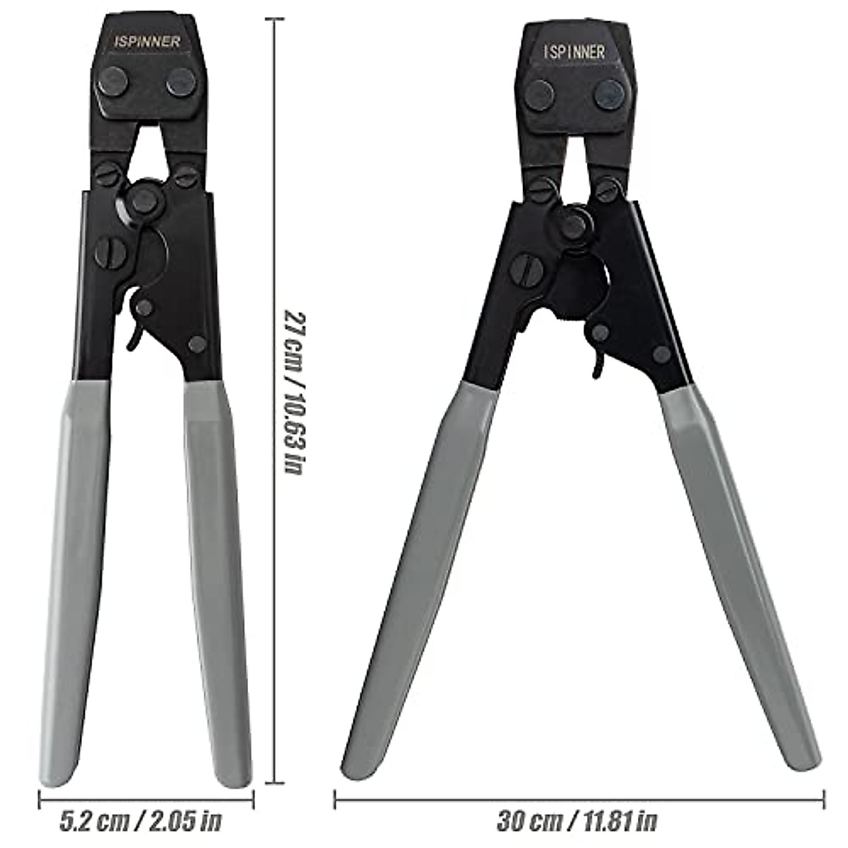 ISPINNER PEX Crimping Tool, Clamp Cinch Crimp Tool Crimper for Stainless Steel PEX Clamps from 3/8" to 1", with 40pcs PEX Crimp Rings 3/8" 1/2" 3/4" 1"