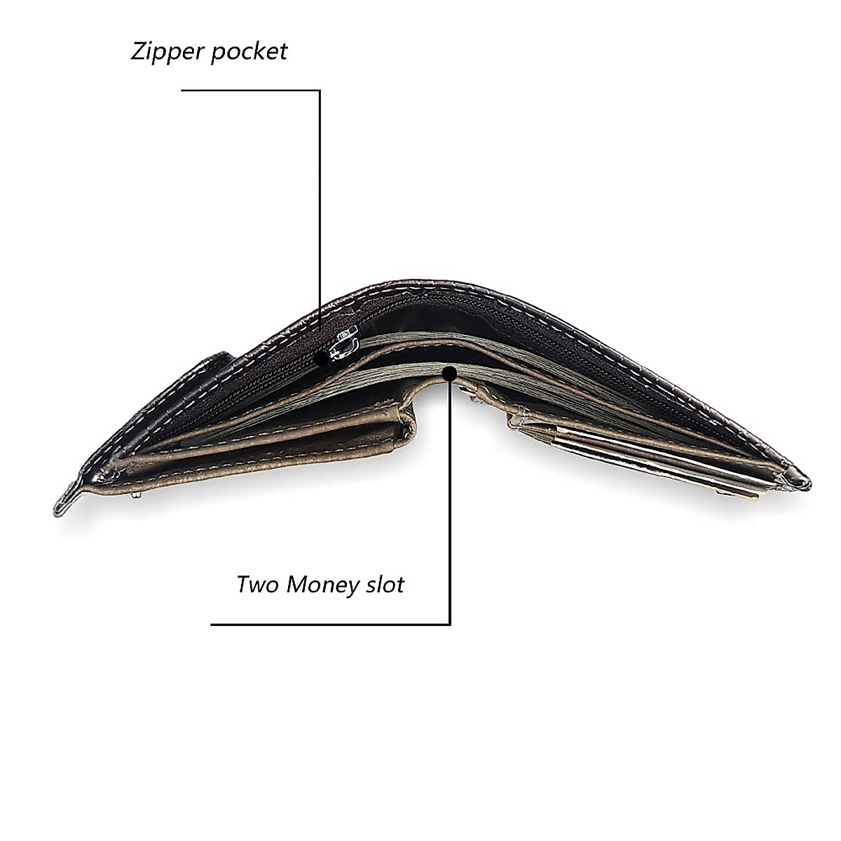 Dicihaya Women Small Compact Bifold Genuine Leather Wallet Ladies Mini Purse with ID Window Coin Pocket (Silver)