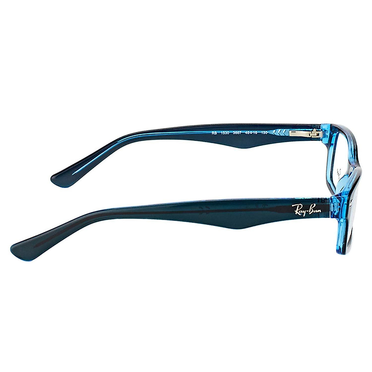 Ray-Ban Junior Kids' RY1530 Rectangular Prescription Eyeglass Frames, Blue On Blue Fluorescent/Demo Lens, 48 mm