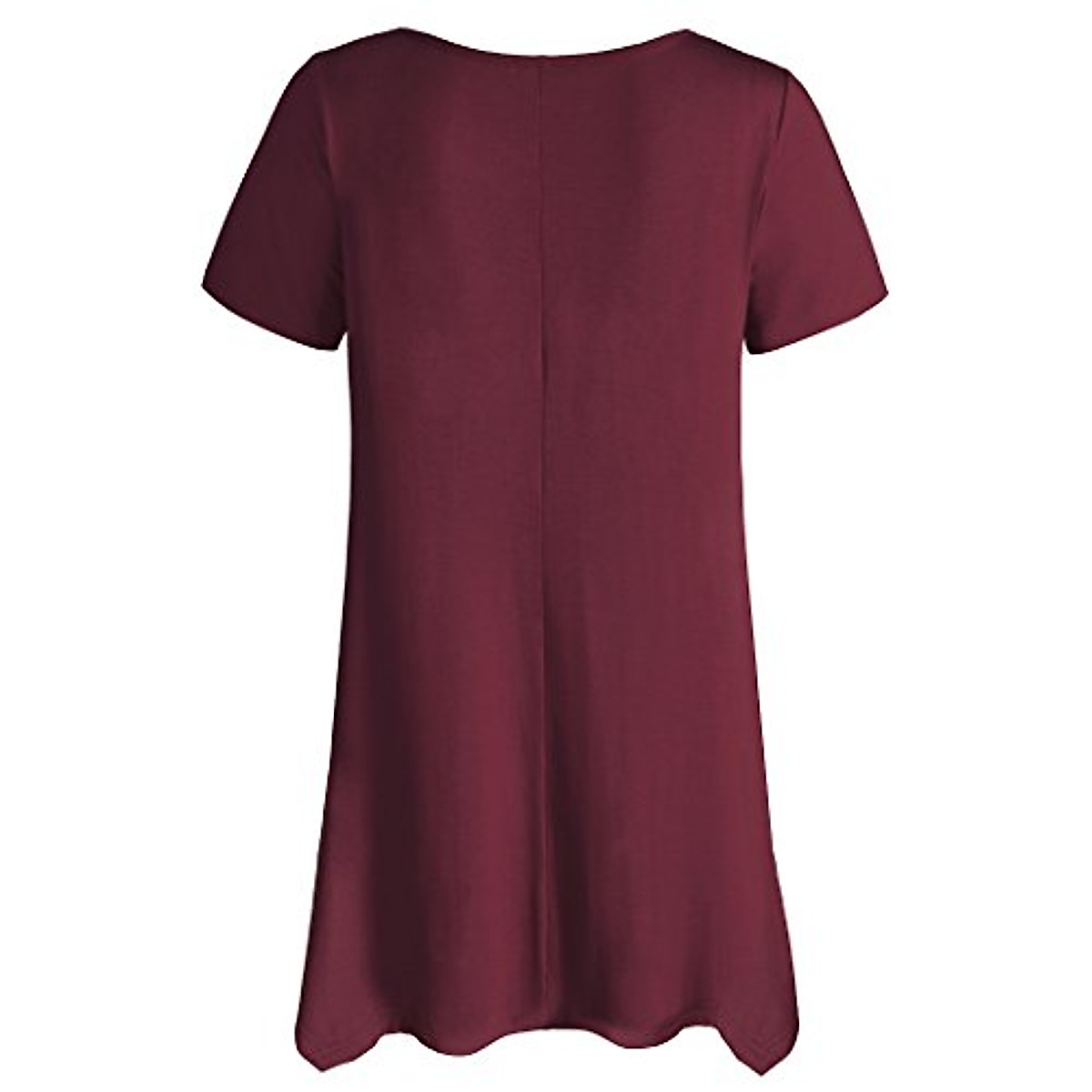 Esenchel Women's Short Sleeve Tunic Shirt Loose Fit Leggings Top L Wine Red