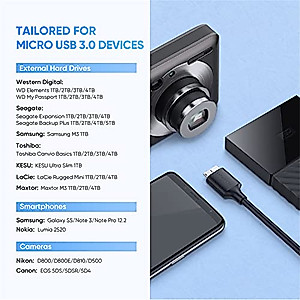 UGREEN USB C to USB 3.0 Micro B Cable, Fast Charging and Sync Data Transfer Cord, Compatible with Samsung Galaxy S5 Note 3 Seagate WD Toshiba External Hard Drive Camera, 3FT