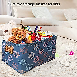 SIJESSIE Large Foldable Storage Bins 2 Pack,Felt Storage Basket Organizer,Pet Toy Baskets with Metal Ring Handles for Dog Toys,Clothes,Towels,Magazine ,Home Organizing