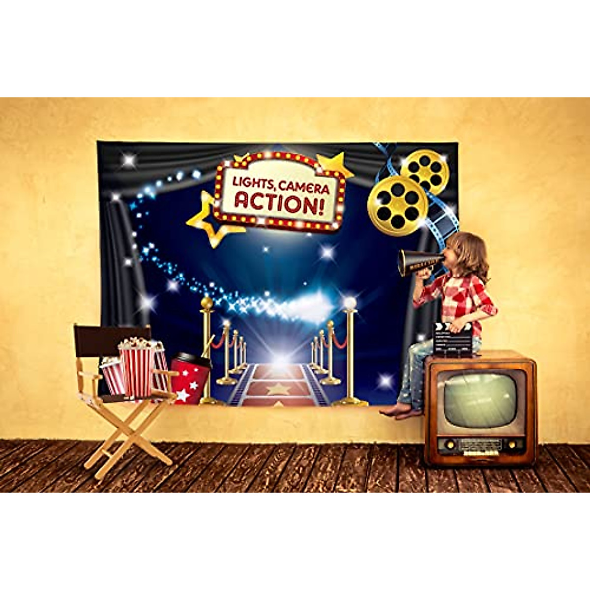 Hollywood Movie Theme Photography Backdrop & Props DIY Kit