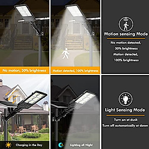 AITERMOND 1400W Solar Street Light, Dusk to Dawn, 6000K LED Flood Lights with Remote Control & Motion Sensor, Waterproof IP67 Security Light for Yard, Garden, Parking Lot