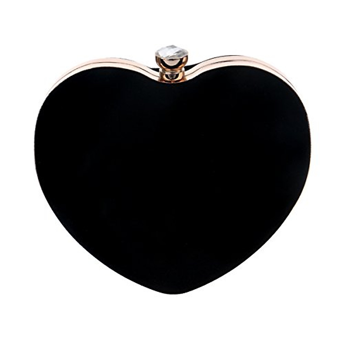 Sun Kea Women Heart Shaped Handbag Mini Clutch Chain Purse Chic Shoulder Bag Evening Tote Black