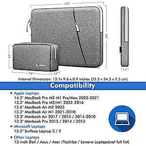 FINPAC Laptop Sleeve with Accessory Pouch for MacBook Pro M3/M2/M1 14-inch, MacBook Air/Pro 13, Protective Case with Tech Bag