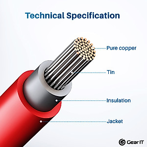 GearIT 10AWG Solar Extension Cable (100FT Black - 100Ft Red) Male to Female Solar Connectors with Adapter Tool Kit, Solar Panel Renewable Energy, 10 Gauge Pure Copper Extension Cord, 100 Feet