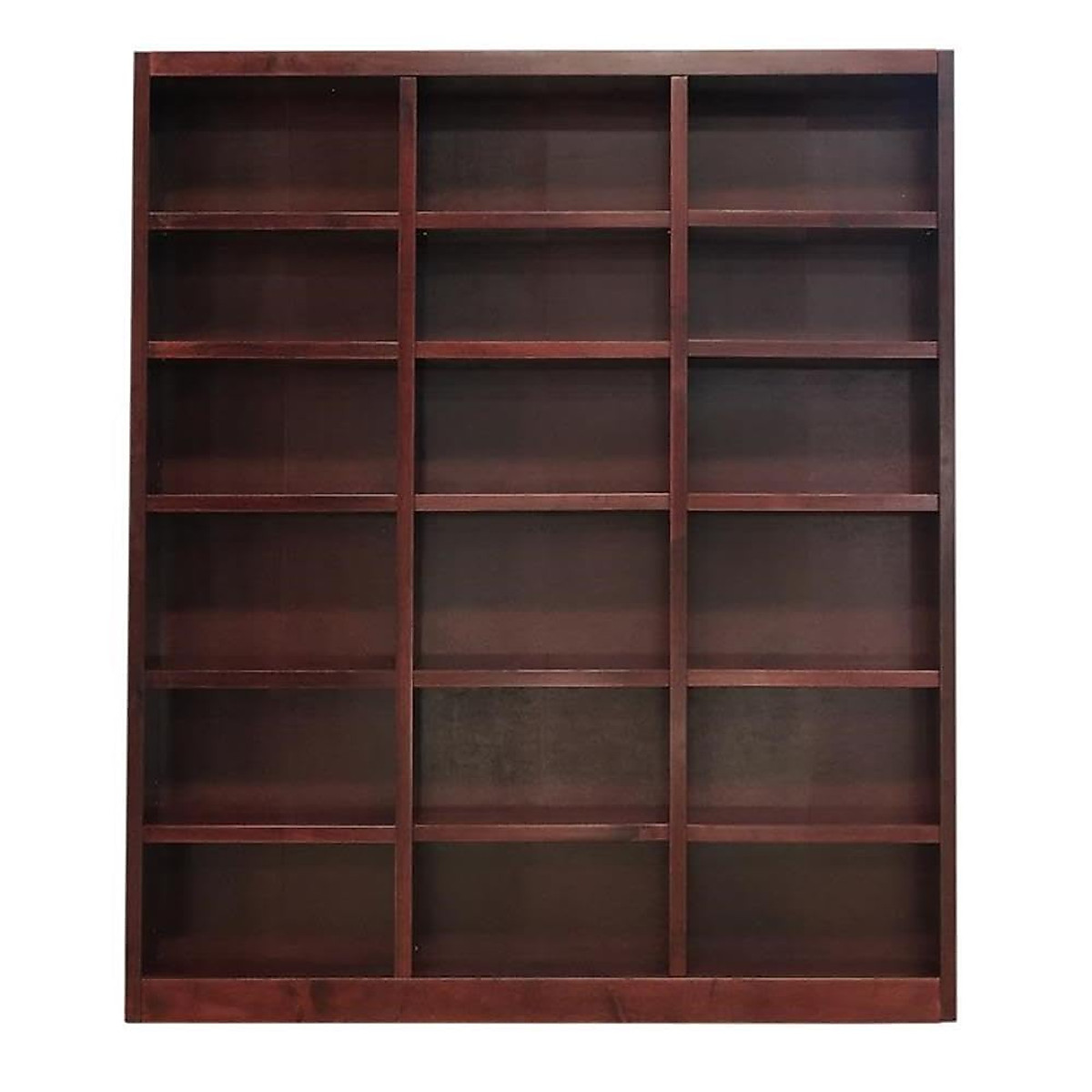 Pemberly Row Traditional 84" Tall 18-Shelf Triple Wide Wood Bookcase in Cherry