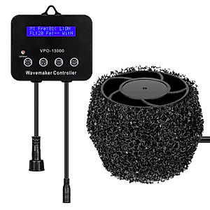 JEREPET 3400GPH Aquarium Wave Maker DC 24V Powerhead with Magnetic Mounting Wavemaker with Controller and LED Display Circulation Pump for 40-180 Gallon Tank (3400GPH) Black