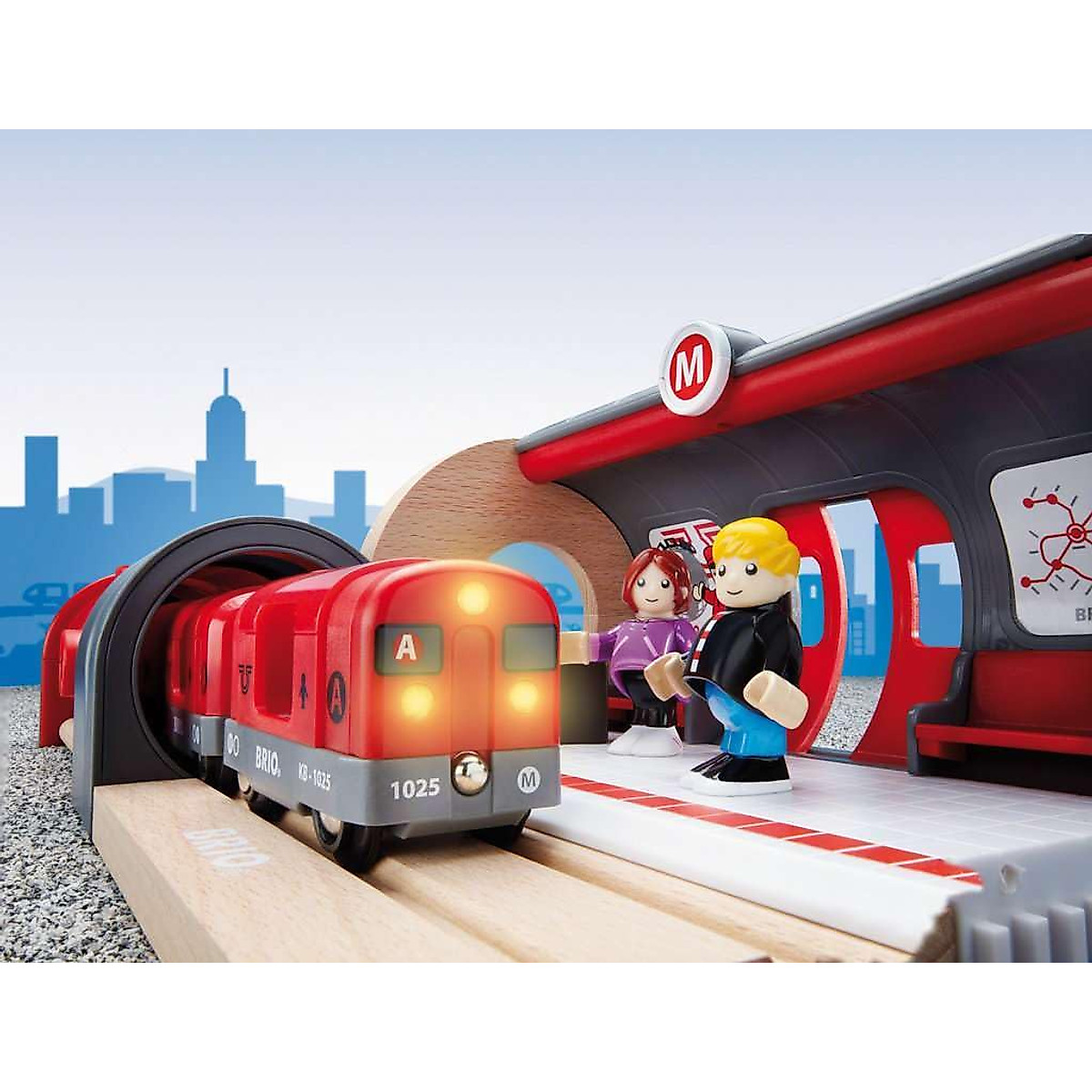 Brio - 33513 Metro Railway Set | Dynamic 20 Piece Wooden Train Set with Interactive Accessories | Perfect for Kids Ages 3 and Up | Fosters Creativity and Motor Skills