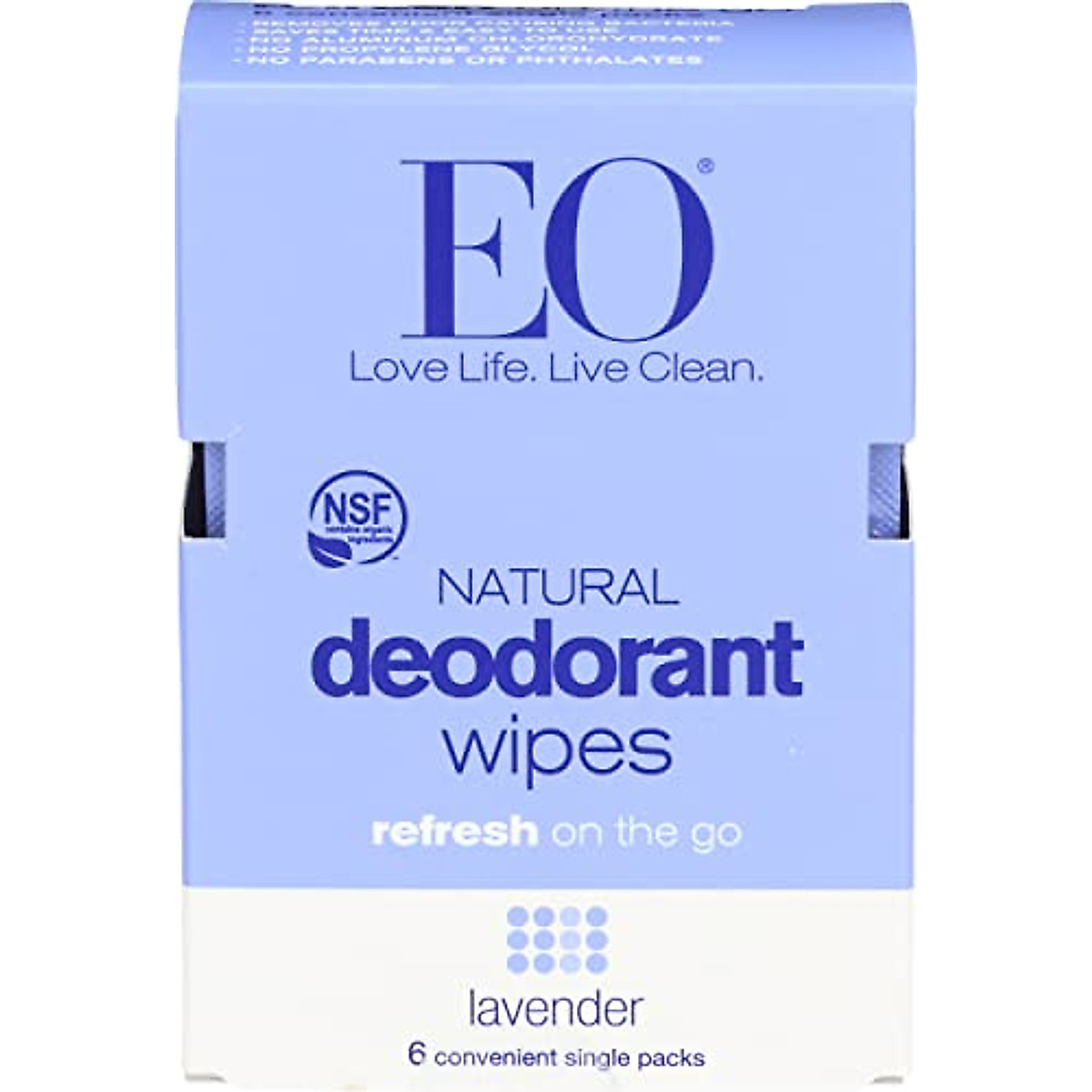 EO Deodorant Lavender Wipes, 6 Count