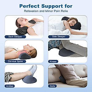 Cervical Neck Pillows for Pain Relief Sleeping, Memory Foam Contour Pillow for Stiff Neck Pain, Travel Bolster Traction Pillow, Neck Support Roll Pillow for Bed, Neck Stretcher Relaxer for Tension