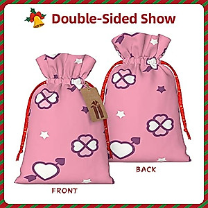 Drawstrings Christmas Gift Bags Valentine-Cupid-Pink-Heart Presents Wrapping Bags Xmas Gift Wrapping Sacks Pouches Medium
