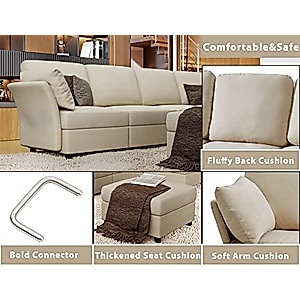 AMERLIFE Sectional Sofa, Modular Sectional Couch with Ottomans- 4 Seat Sofa Couch for Living Room, Convertible U Shaped Couch with Chaise, W57 xD54 xH37 Beige Loveseat