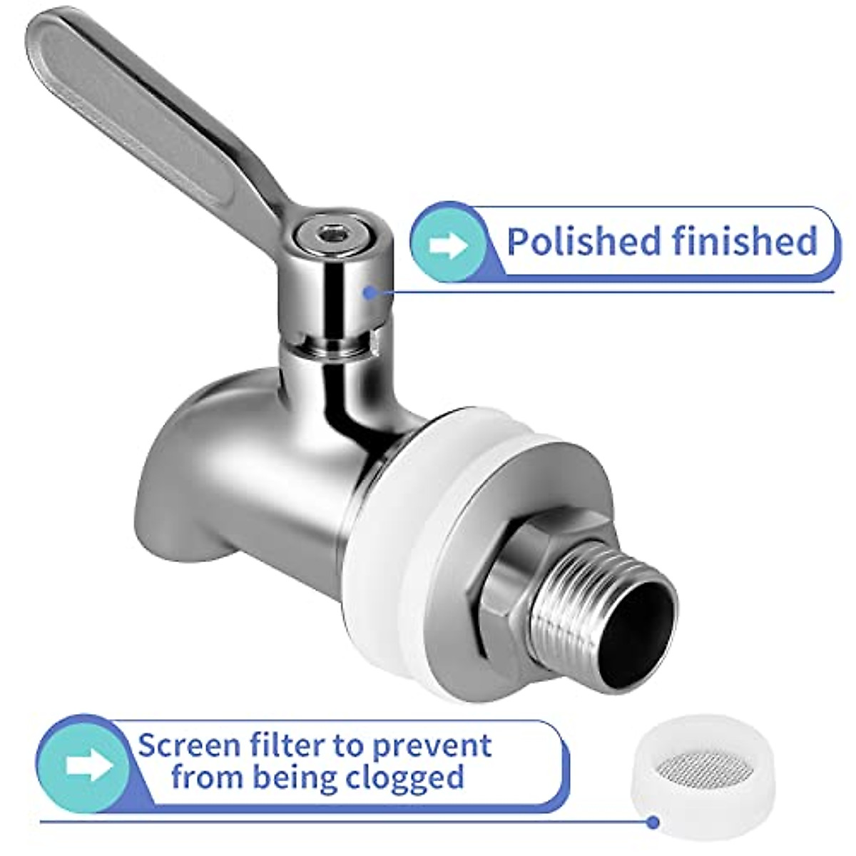 MOLIGOU 2 Pack Beverage Dispenser Replacement Spigot, Stainless Steel Spigot for Drink Dispenser, Water Dispenser Replacement Spout, Fits 5/8 inch Opening