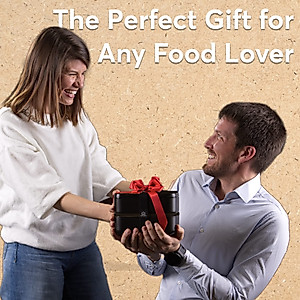 My Jolie Bento - All-in-One Double Layer Bento Lunch Box with Movable Dividers, Leakproof Lunch Container with Included Utensils, Microwave Safe, Perfect for Adults, Ideal for Portion Control