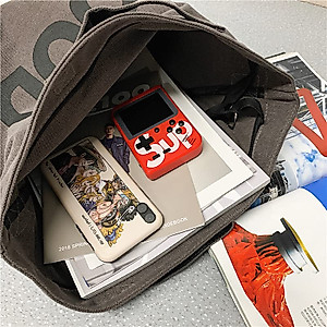 Canvas Messenger Vintage Big Alt Emo Crossbody Bag Goth Punk Shoulder Satchels Harajuku Grunge Handbag (Brown)