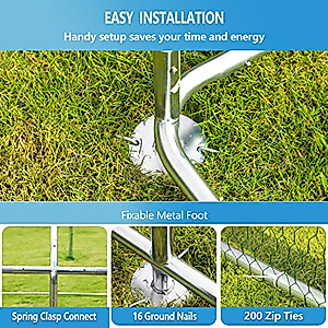 LEISU Outdoor Large Chicken Run Walk-in Chicken Coop with Waterproof Cover Chicken Playpen Metal Hen Cage Duck Cage Enclosure Rabbit Nest Fence Chicken Cages for Backyard Farm (19.7'x9.9'x6.57')