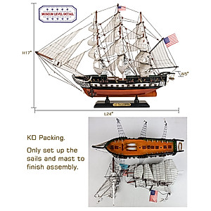 SAILINGSTORY Wooden Ship Model Sailboat Decor USS Constitution 1/150 Scale Replica Frigate Medium