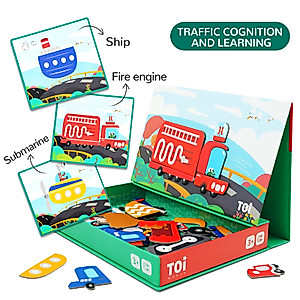 Toi Kids Magnet Toys Magnetic Jigsaw Puzzle Boxes with Game Board for Kids Ages 3-8, Preschool Tabletop Toy for Toddlers, Portable Travel Game, Transport