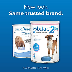 PetAg Esbilac 2nd Step Puppy Weaning Food - 14 oz, Pack of 2 - Powdered Puppy Weaning Formula with DHA, Natural Milk Protein, Vitamins & Minerals for Puppies 4-8 Weeks Old - Easy to Digest