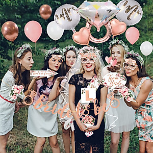 MOVINPE Bachelorette Party Decoration Bachelorette Party Accessories Bride to Be Sash Veil Bridal Shower Weekend Bride to Be Banner Hen Party Photo Props Bride Balloons Bride Glasses Rose Gold