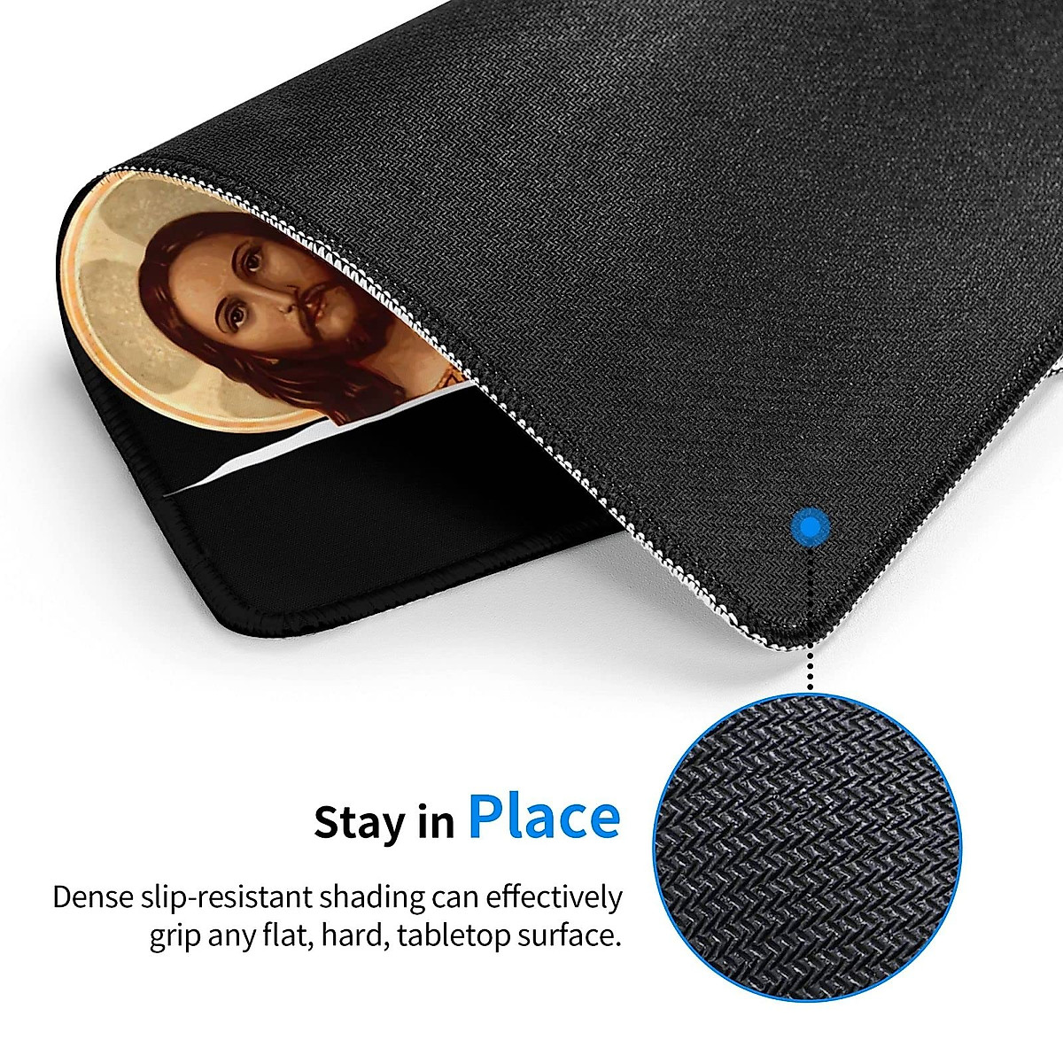 Funny Christian Mouse Pad Jesus Black Mousepad for Desk with Non-Slip Rubber Base Square Computer Laptop Mouse Pads for Wireless Mouse Home Office Decor Desk Accessories, 9.5×7.9 in, Saw That