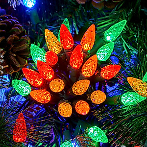 Joiedomi C6 LED Christmas Lights Outdoor, 70 Count Strawberry Christmas Trees Lights, 22.6FT Connectable String Lights Faceted Fairy Lights for Indoor Outdoor Holiday Party Decor(Multicolor)