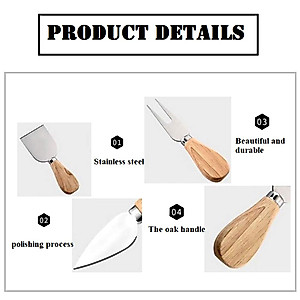LTWQLing 4 Pieces Cheese Knives Set, Cheese cutlery, Steel Stainless Cheese Slicer Cheese Cutter with Wood Handle for Party Trays and Dinner Table