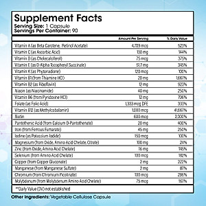 Shiny Leaf Daily Bariatric Multivitamin with 45 mg of Iron 90 Ct Capsule for Post Weight Loss Surgery (WLS), Sleeve, and Mini Gastric Bypass Patients (3 Months Supply)…