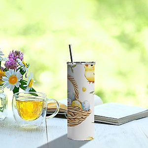 Tumbler with Lid and Straw A Loving Chicken Family Thermos Coffee Travel Mug Cute Cups 20 oz Insulated Tumbler for Daily Holiday Decor Gift Coffee Cup