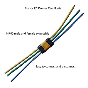 JINOARC 1Pair RC Charger Cable MR60 Pigtail Wire 14awg 100mm Female Male for FPV Drone Motor ESC