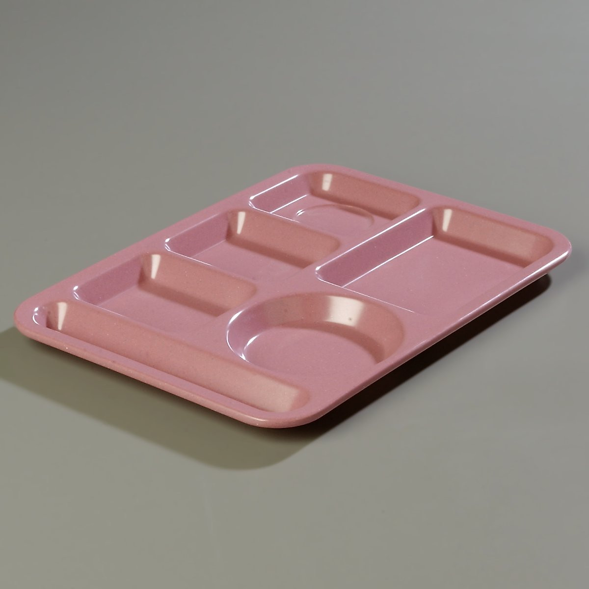 Carlisle FoodService Products Plastic Meal Tray, Left-Handed, 14 x 10 Inches, Melamine, 12-Pack, Rose Granite
