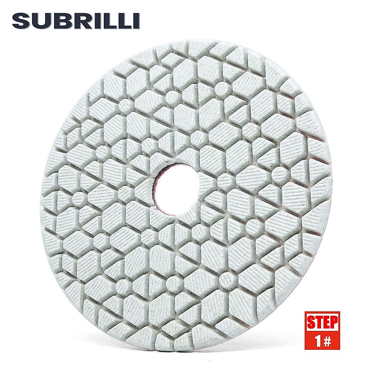 SUBRILLI 3 Step Diamond Polishing Pads 3-Pcs Step 1 Abrasive Disc for Granite Quartz Marble Concrete Terrazzo