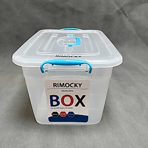 RIMOCKY Plastic boxes ,Plastic Storage Bin Tote Organizing Container with Durable Lid and Secure Latching Buckles, Stackable and Nestable