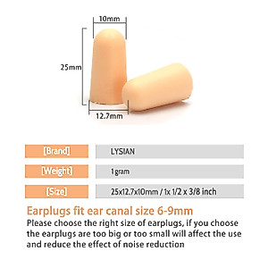 LYSIAN Ultra Soft Foam Earplugs for Sleep 38dB SNR, Noise Reduction Ear Plugs for Sleeping Noise Cancelling, Snoring, Shooting,Work,Plane-60 Pairs