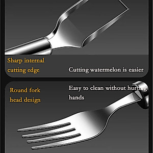 XINGJIEYUN New Watermelon Fork Slicer Tool, Summer Double Head Fruit Fork Slicer, 2-in-1 Stainless Steel Fruit Slicer, Suitable for Family gatherings, Camping Parties (3 pieces)