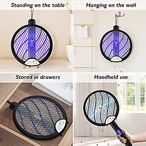 Electric Fly Swatter Racket 2 in 1 Foldable Bug Zapper Racket,3500V Fly Swatter Electric USB Rechargeable with 3-Layer Safety Mesh for Indoor and Outdoor