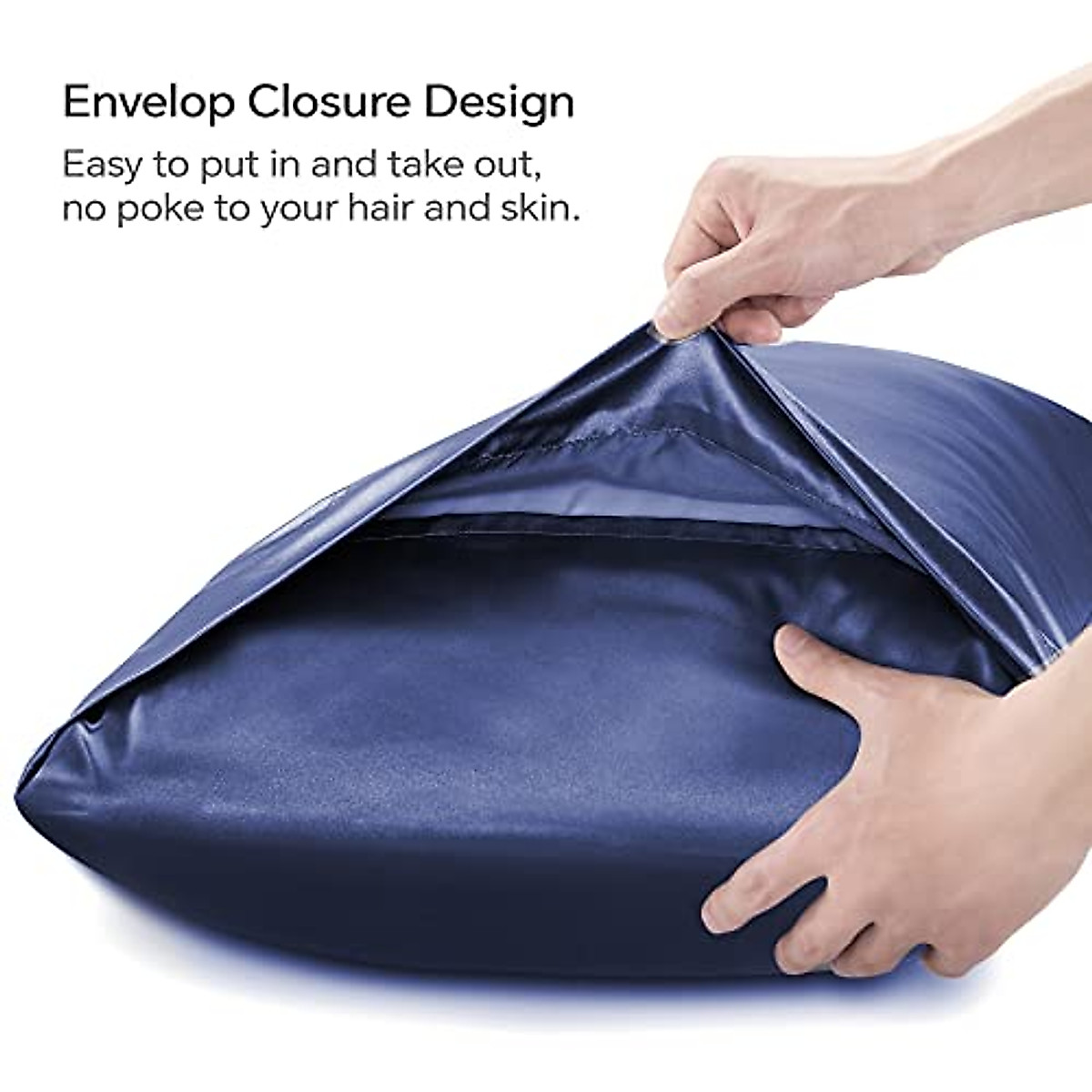 BEDELITE Satin Silk Pillowcase for Hair and Skin, Navy Pillow Cases Standard Size Set of 4 Pack Super Soft Pillow Case with Envelope Closure (20x26 Inches)