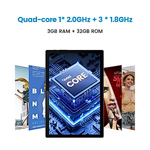 Tablet 10.1 inch Android 4G LTE Phone Tablet with 3GB RAM & 32GB Storage, 5MP & 8MP Cameras, Quad core 2.0GHz, Dual SIM Cards Slot, 6000mAh, Metal Body, T10 Pro Tablet…