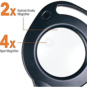 OttLite 2-in-1 LED Magnifier Floor and Table Light | Task Lamp, Craft Lamp | 2X Optical Grade Magnifier, 4X Spot Magnifier, Natural Daylight LEDs | Home, Office, Workshop, Dorm