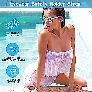 YIKATO [Length Upgrade] 6 Pack Neoprene Glasses and Sunglasses Strap, Anti Slip Sports Eyewear Retainer Holder Strap (Multicolor-6pcs)