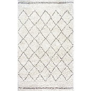 nuLOOM Edwin Trellis Shaggy Area Rug, 7' 6" x 9' 6", Natural