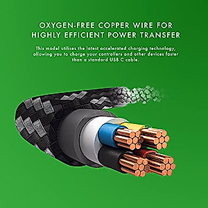 Numskull Official Xbox Series X USB Type-C Nylon Braided Charging Cable 4m - Fast Charging Play and Charge Lead - Compatible with Nintendo Switch, Xbox Series S, PS5, (NS2406)