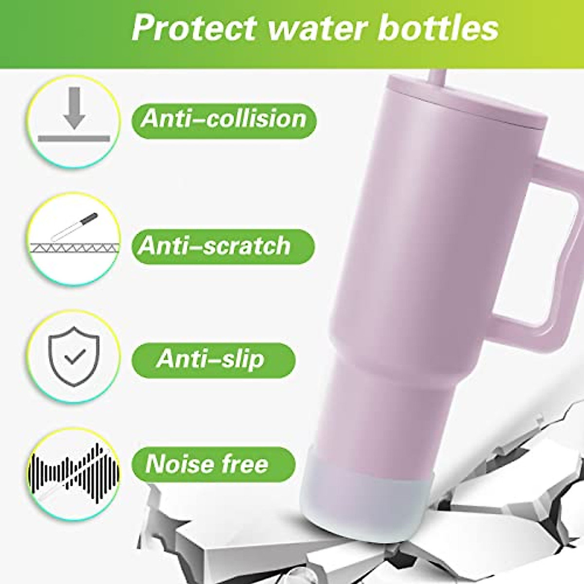 AIERSA 2Pcs Silicone Boot for Simple Modern Trek 40 oz Tumbler with Handle, Protective Water Bottle Bottom Sleeve Cover, Tumbler Accessories, Clear