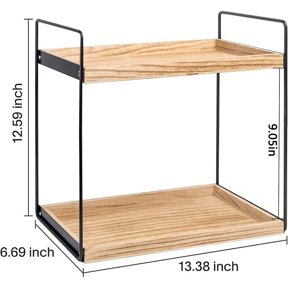 FUFUBAY 2 Tier Bathroom Countertop Organizer, Counter Standing Rack Cosmetic Holder, Countertop Storage Shelf Cosmetic Organizer Holder,Kitchen Spice Rack Basket Storage Counter Shelf (Light brown)