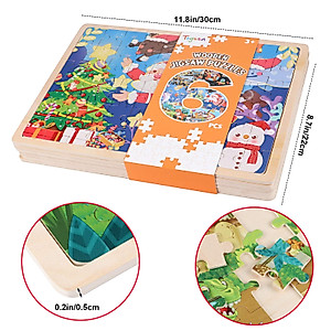 6 Pack Wooden Puzzles for Kids Ages 4-8 Jigsaw Puzzles Preschool Learning Educational Toys for Toddlers Boys Girls